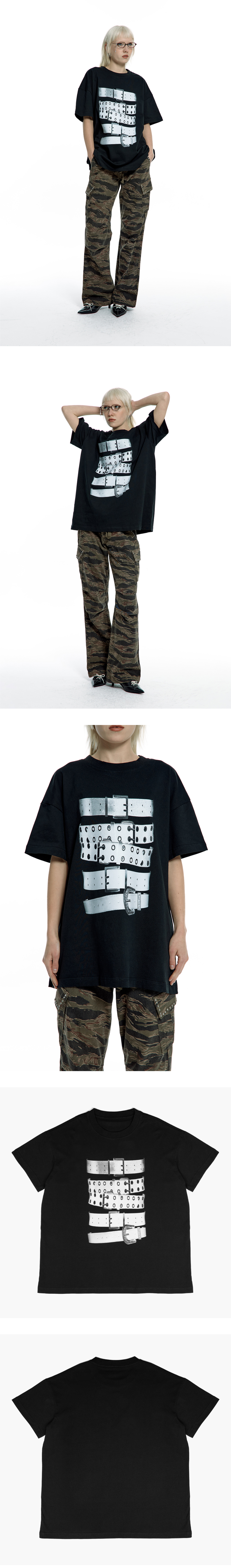 러프넥 벨트 오버핏 티셔츠 블랙 | Roughneck | KREAM