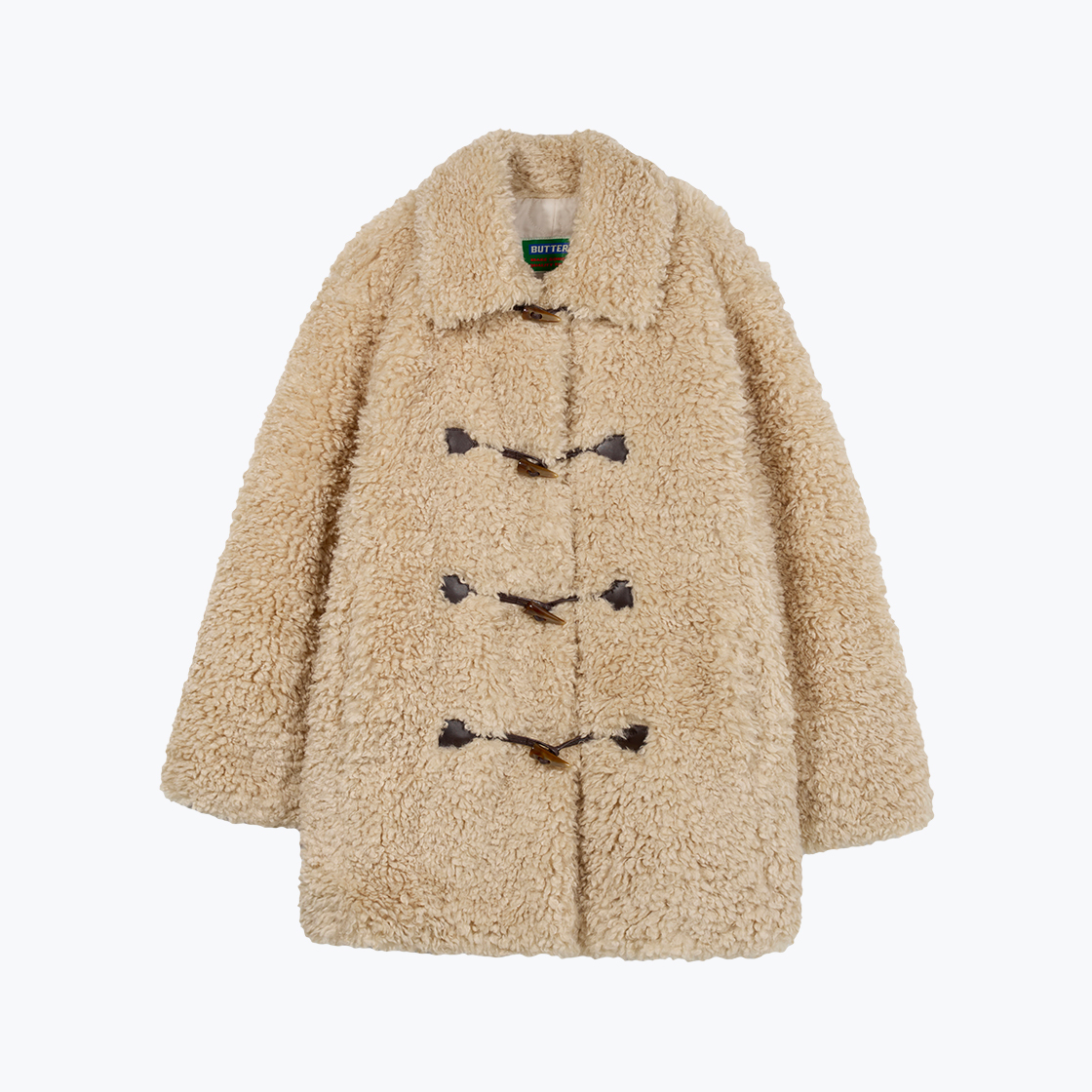 그린버터 시어링 더플 하프 코트 라이트 베이지 | GREEN BUTTER | KREAM