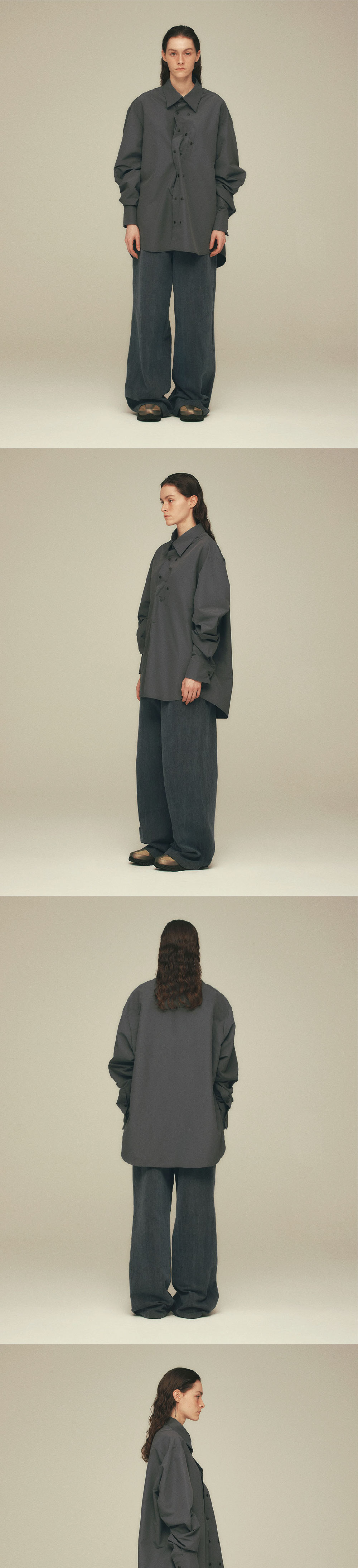 씬 패널 와이드 코튼 팬츠 차콜 | SEEN | KREAM