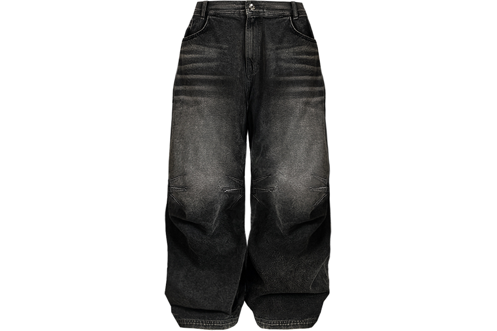 비엘알 더블 트라이던트 워싱 와이드 데님 팬츠 블랙 | BLR | KREAM