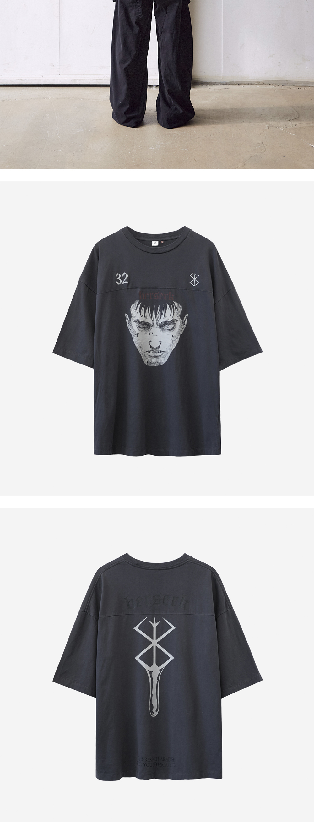 폴리테루 x 베르세르크 1/2 슬리브 002 '엠블럼 위드 가츠' 퍼플 그레이 - 24FW | Polyteru | KREAM