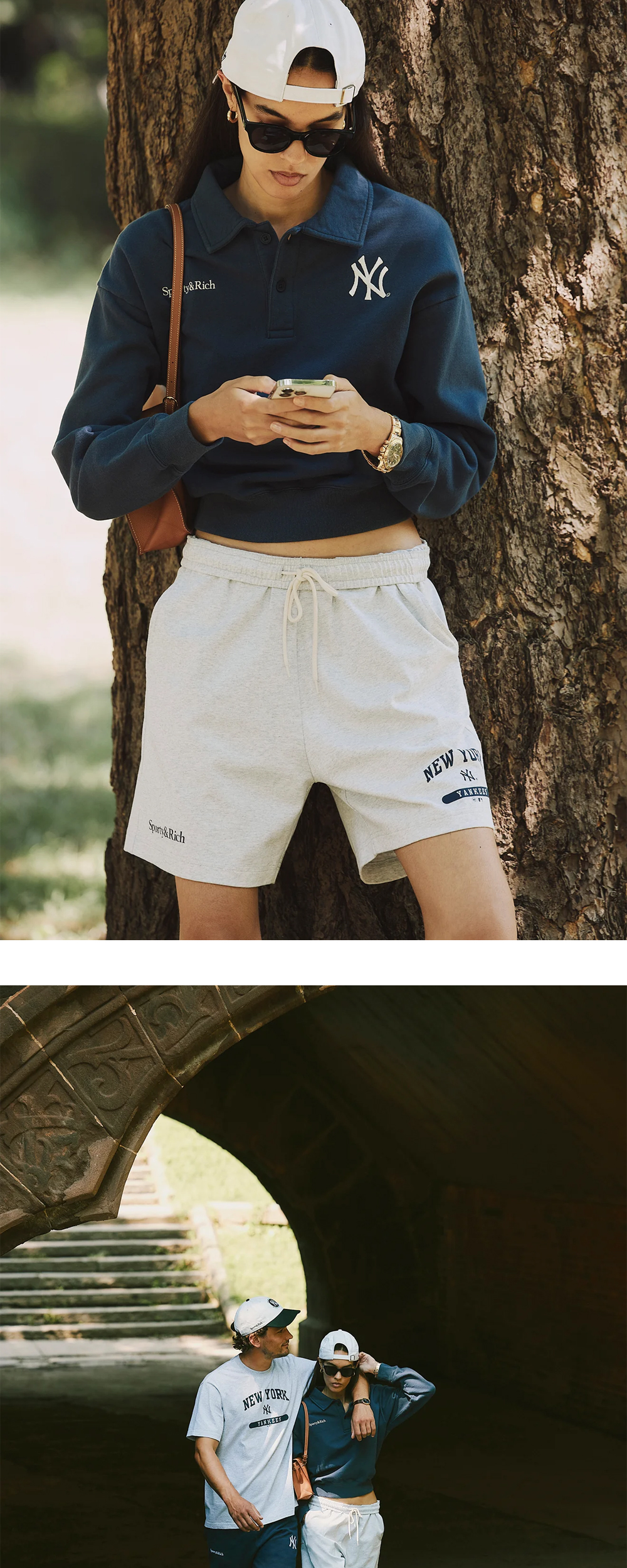 스포티 앤 리치 x 뉴욕 양키스 세리프 폴로 네이비 화이트 - 24FW | Sporty & Rich | KREAM