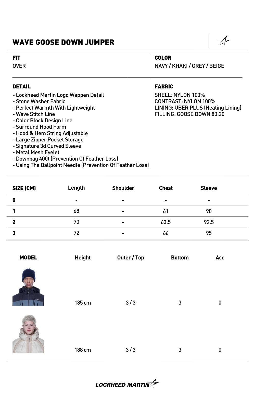 록히드마틴 웨이브 구스 다운 점퍼 VER.2 카키 | LOCKHEED MARTIN | KREAM
