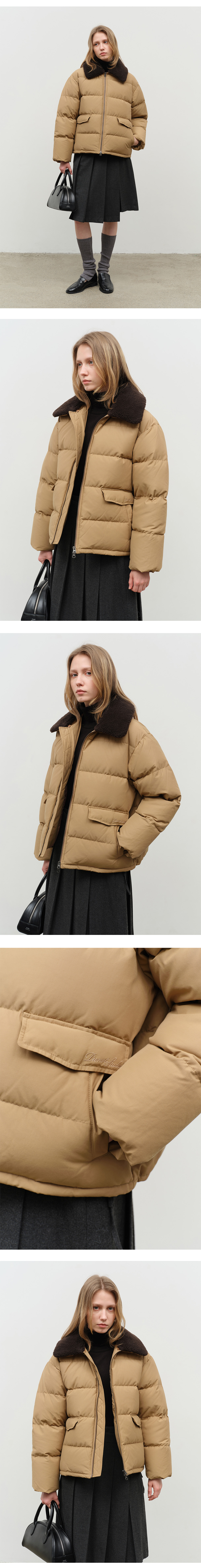 던스트 유니섹스 디테쳐블 셔링 칼라 구스다운 자켓 카멜 브라운 | Dunst | KREAM