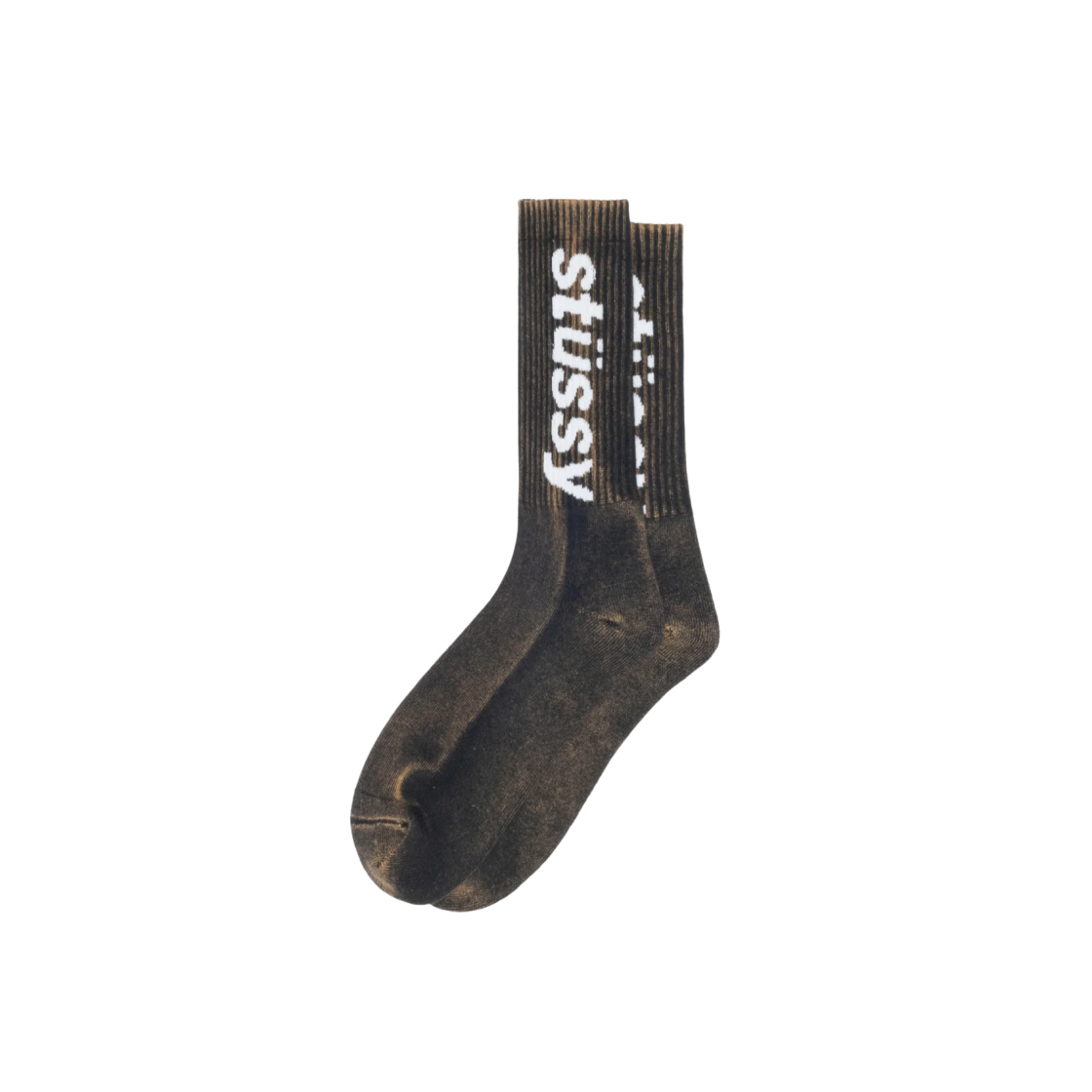스투시 워시드 헬베티카 크루 삭스 블랙 | Stussy | KREAM