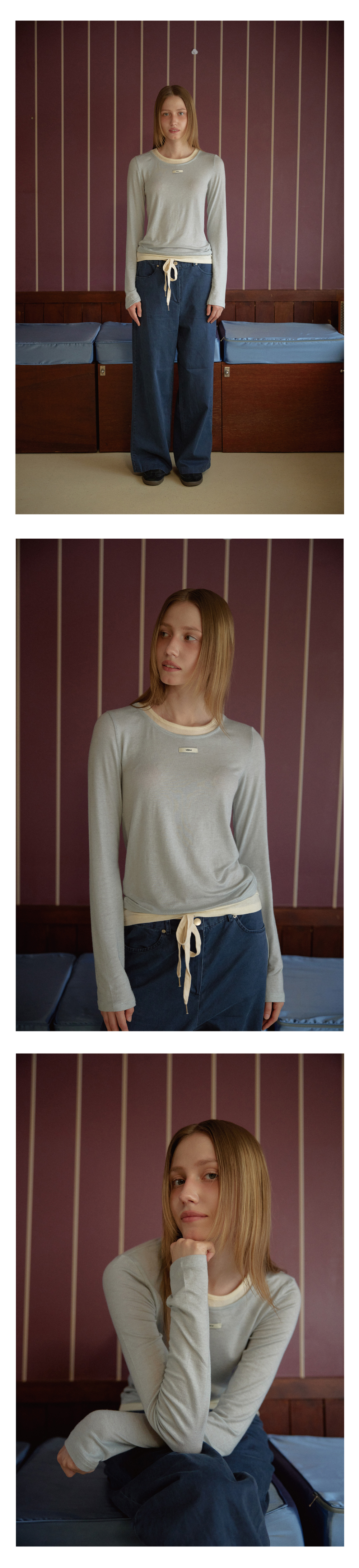 더블 레이어드 롱슬리브 티 그레이 | LETERIE | KREAM