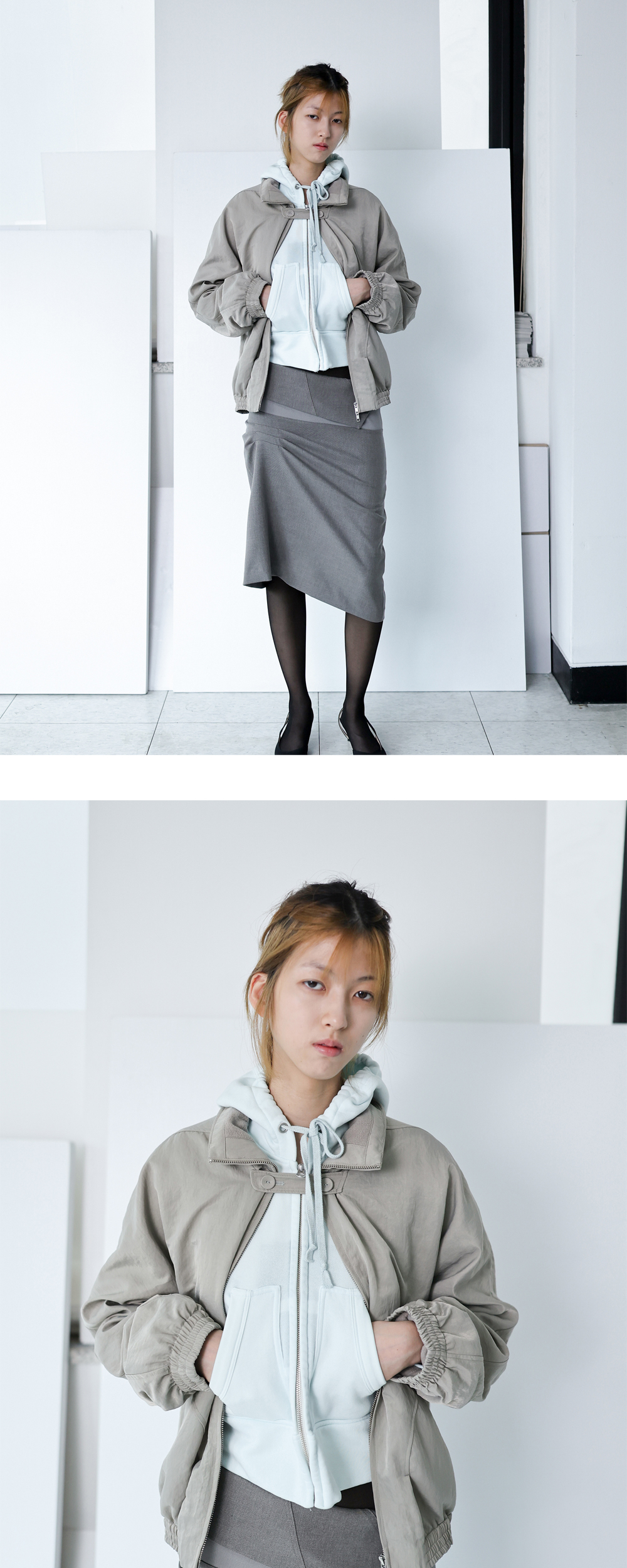 울리카상투스 우먼 윙본 핀턱 점퍼 베이지 - 24FW | Ulika Sanctus | KREAM