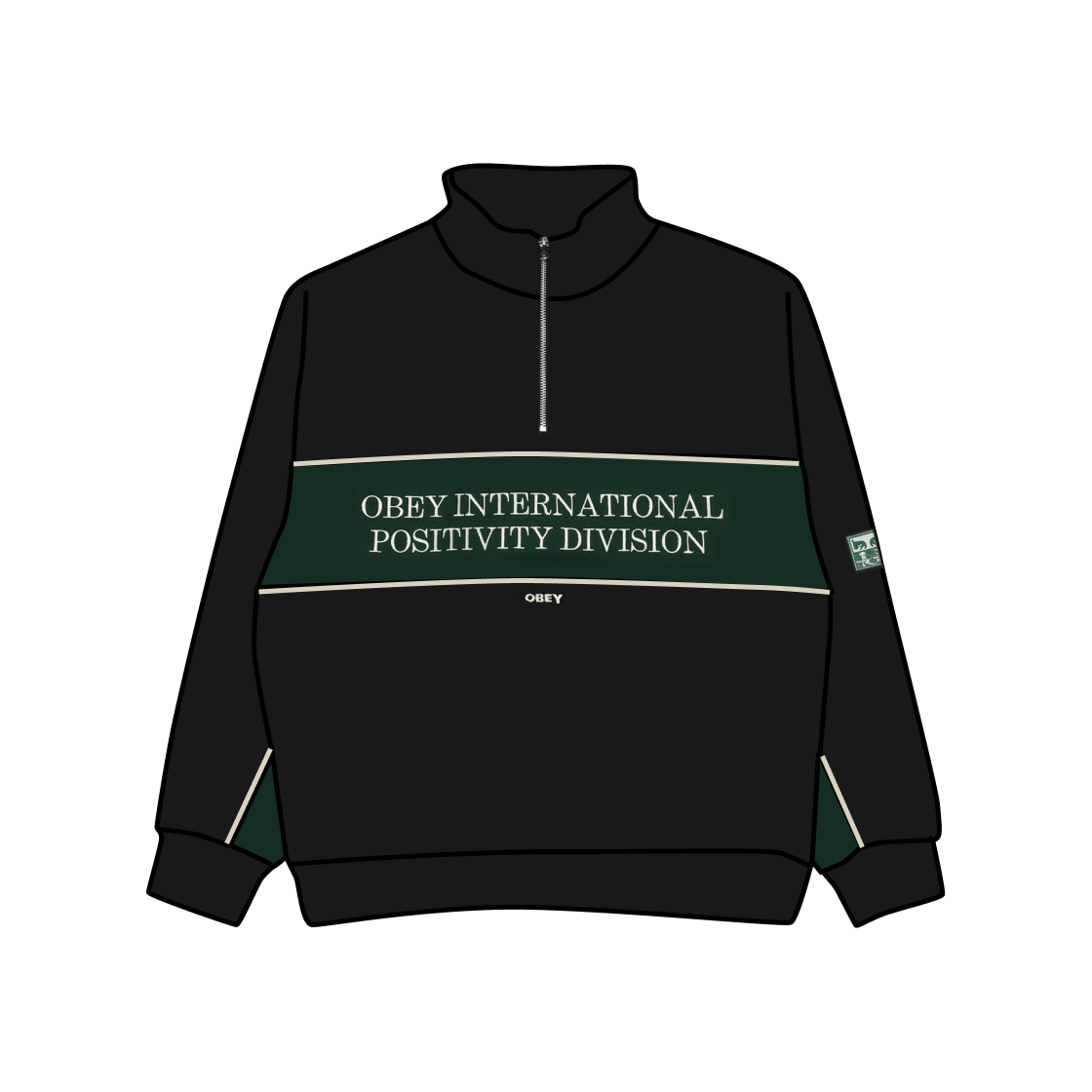 오베이 x 장수 하프 집 스웨트셔츠 블랙 | Obey | KREAM