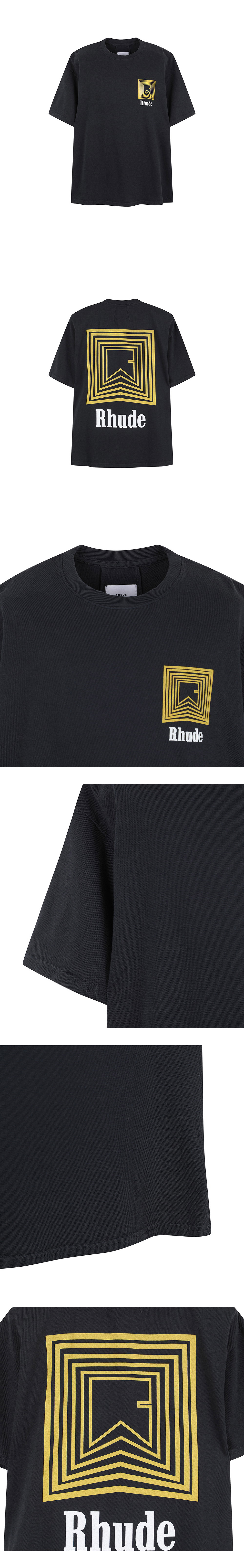 루드 쉐브론 로고 리핏 티 빈티지 블랙 - 24FW | Rhude | KREAM