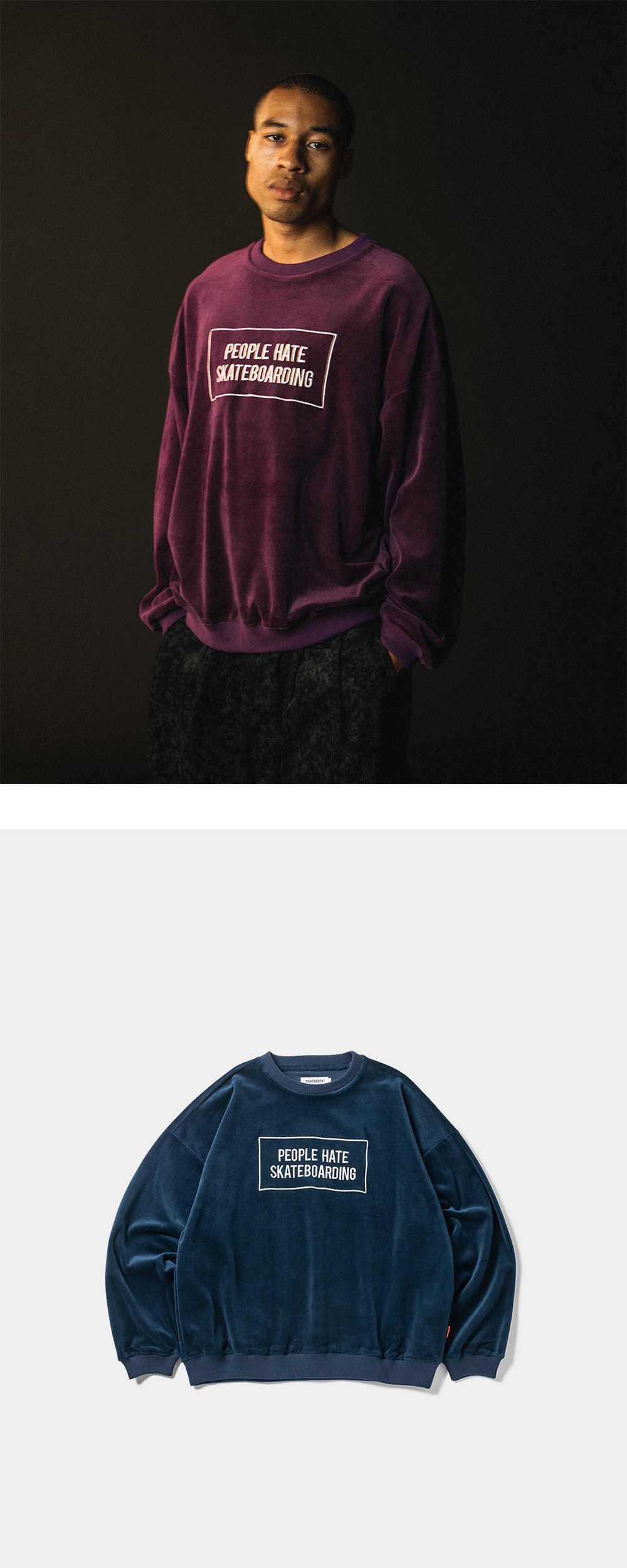 타이트부스 피플 헤이트 스케이트 벨루어 LS 네이비 - 24FW | Tightbooth | KREAM