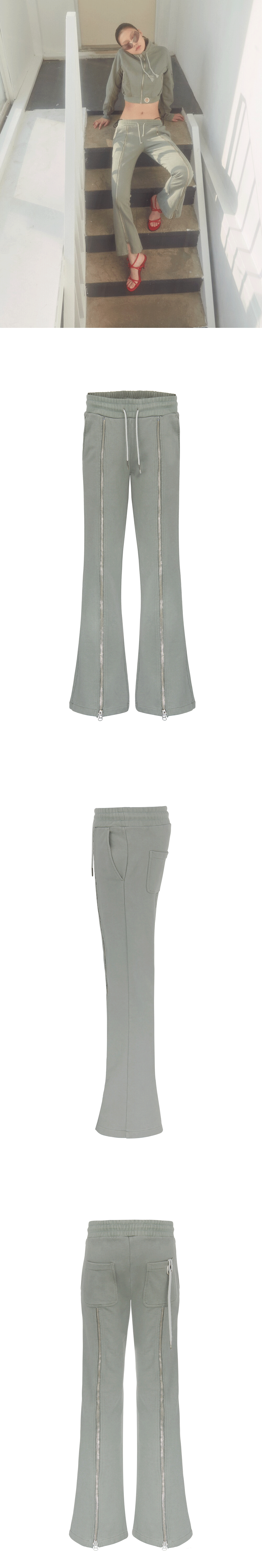 써저리 데끼 컴뱃 부츠 컷 스웨트팬츠 세이지 그린 | Surgery | KREAM