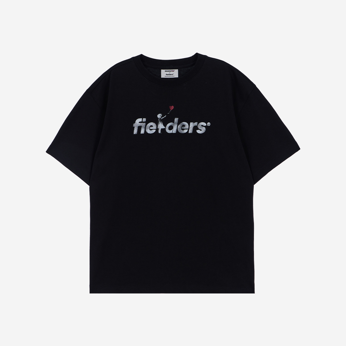 필더스 남성 벌룬 하트 스텐실 티 블랙 | Fielders | KREAM