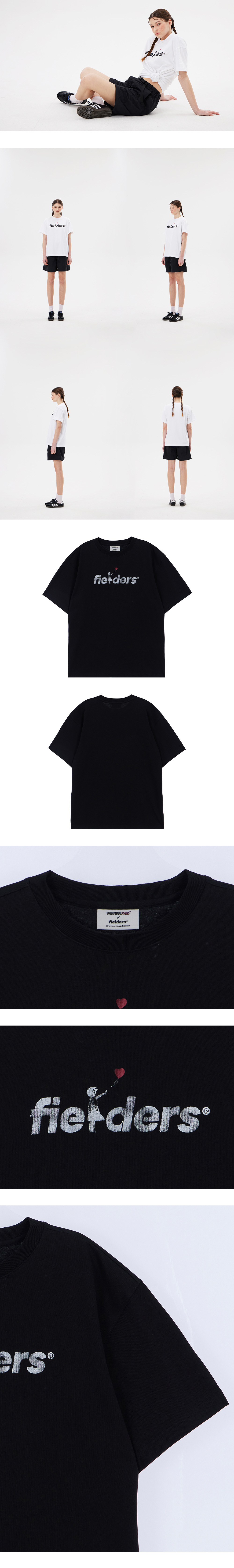필더스 여성 벌룬 하트 스텐실 티 블랙 | Fielders | KREAM