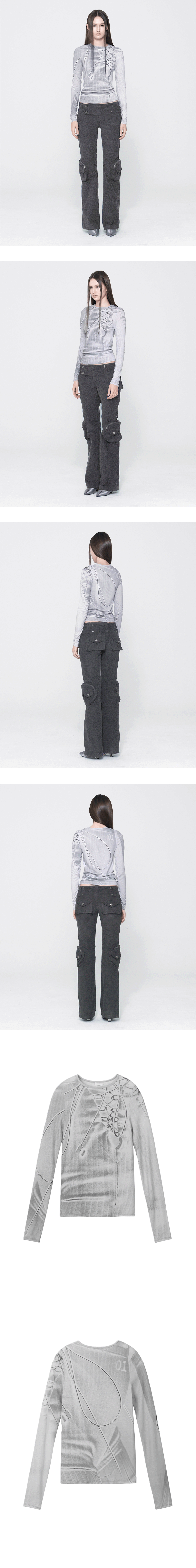 본네 우먼 치이 그래픽 탑 그레이 | Bonnae | KREAM