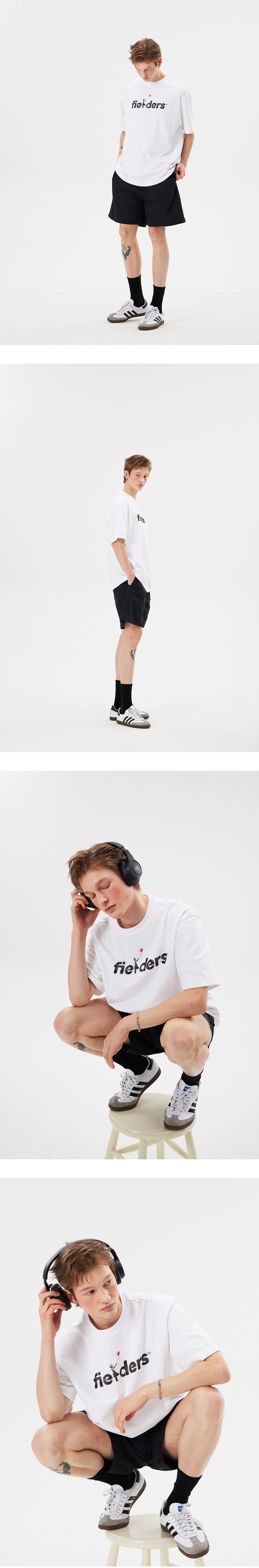 필더스 남성 벌룬 하트 스텐실 티 화이트 | Fielders | KREAM