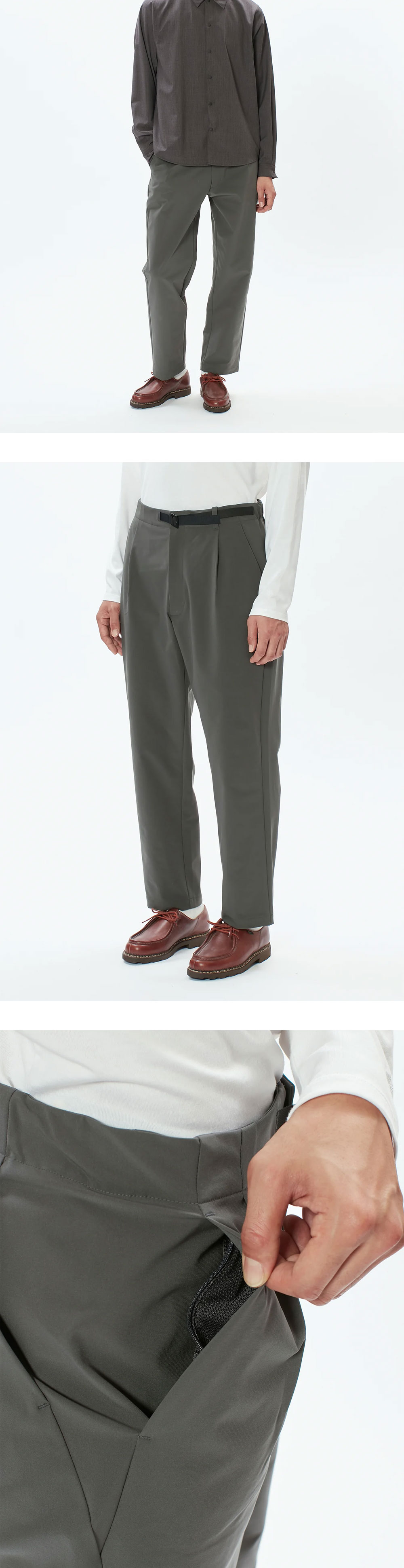 골드윈 원 턱 테이퍼드 스트레치 팬츠 아스팔트 그레이 - 24FW | Goldwin | KREAM