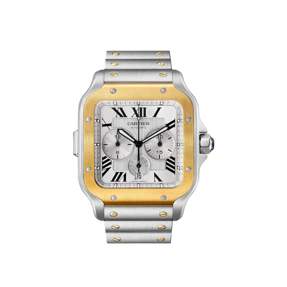 까르띠에 산토스 드 워치 엑스트라 라지 오토매틱 옐로우 골드 스틸 메탈 브레이슬릿 | Cartier | KREAM