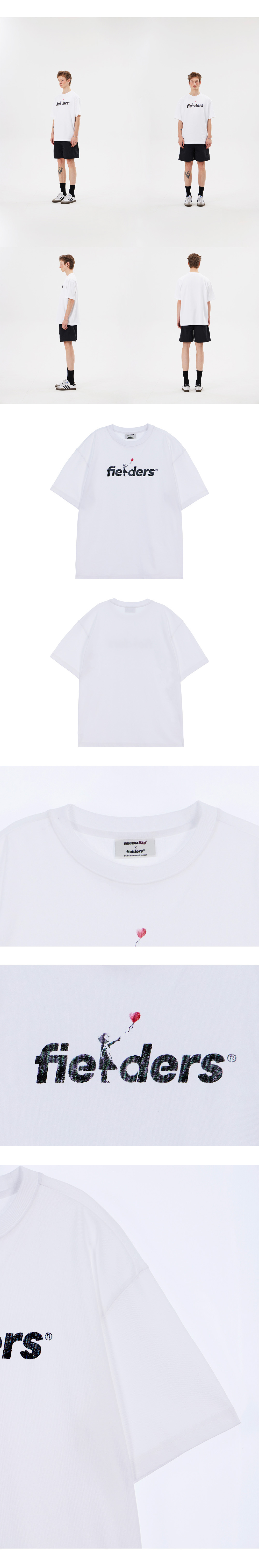 필더스 남성 벌룬 하트 스텐실 티 화이트 | Fielders | KREAM