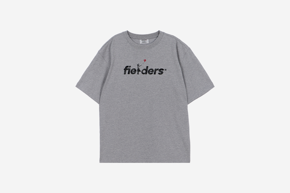 필더스 남성 벌룬 하트 스텐실 티 멜란지 그레이 | Fielders | KREAM