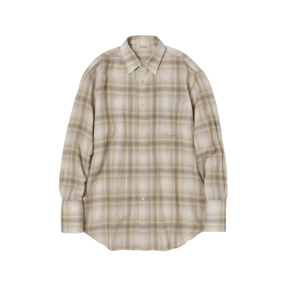(W) 오라리 에어리 울 체크 셔츠 옐로우 그레이 체크 - 24AW | Auralee | KREAM