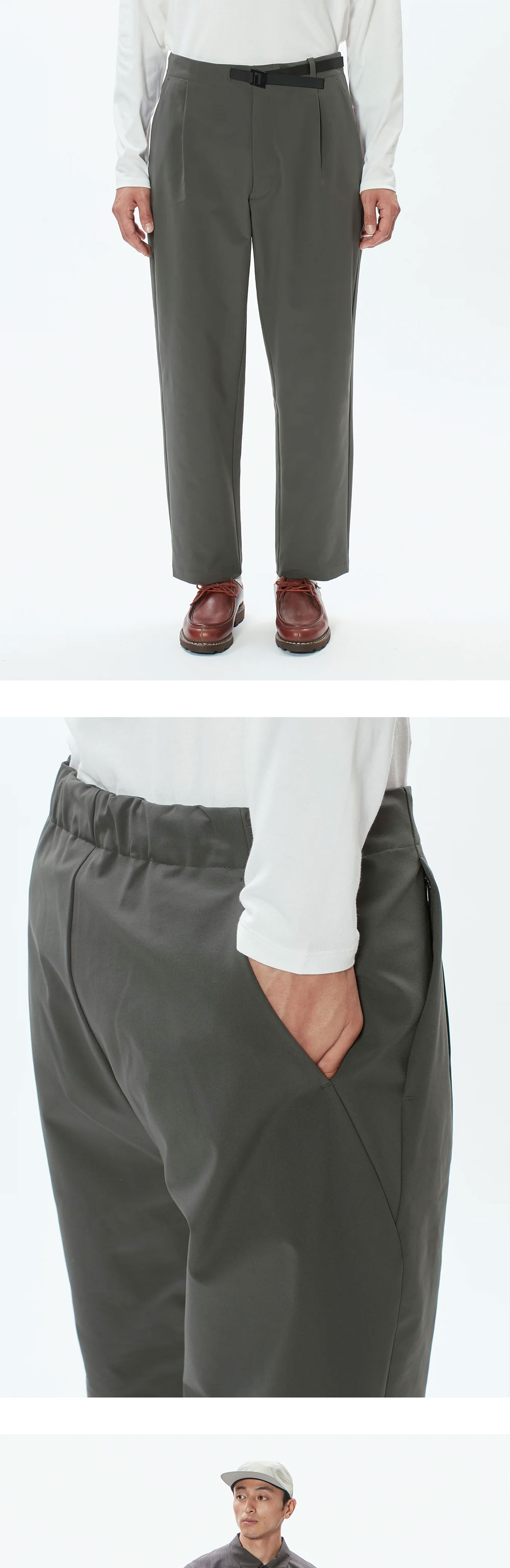 골드윈 원 턱 테이퍼드 스트레치 팬츠 아스팔트 그레이 - 24FW | Goldwin | KREAM