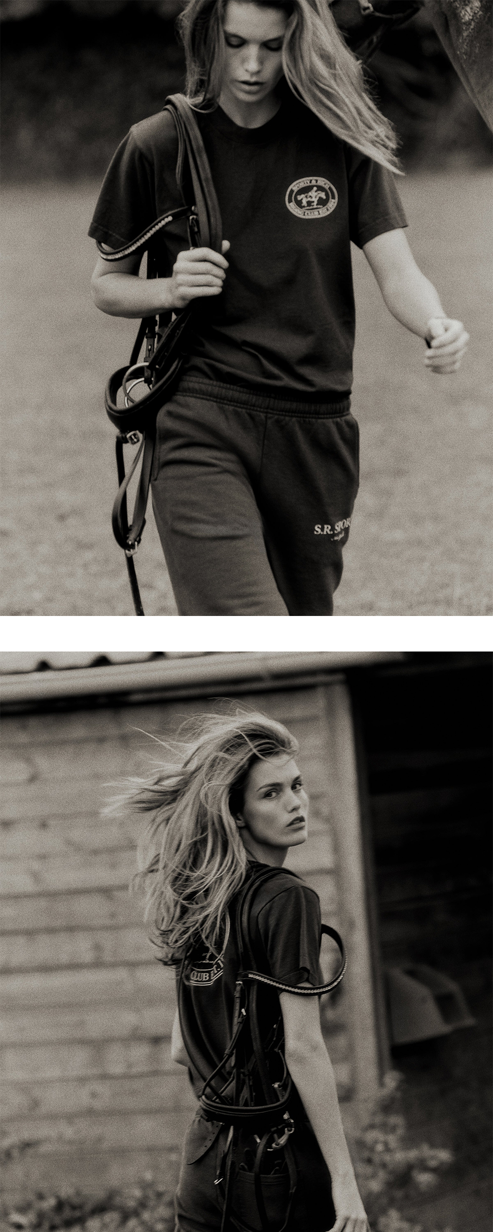 스포티 앤 리치 라이딩 클럽 티셔츠 페이디드 블랙 크림 - 24FW | Sporty & Rich | KREAM