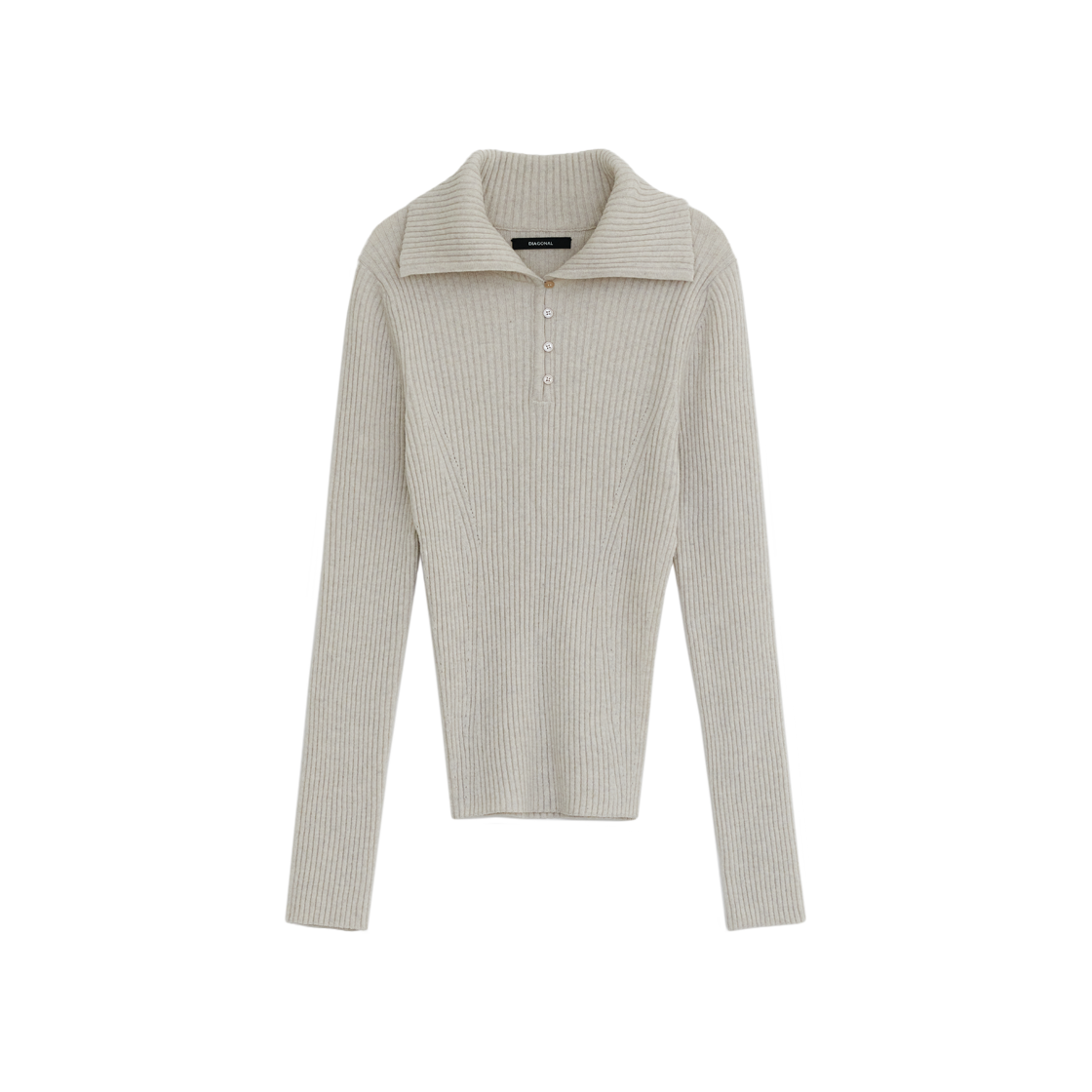 다이애그널 오픈 칼라 슬릿 니트 오트밀 | DIAGONAL | KREAM