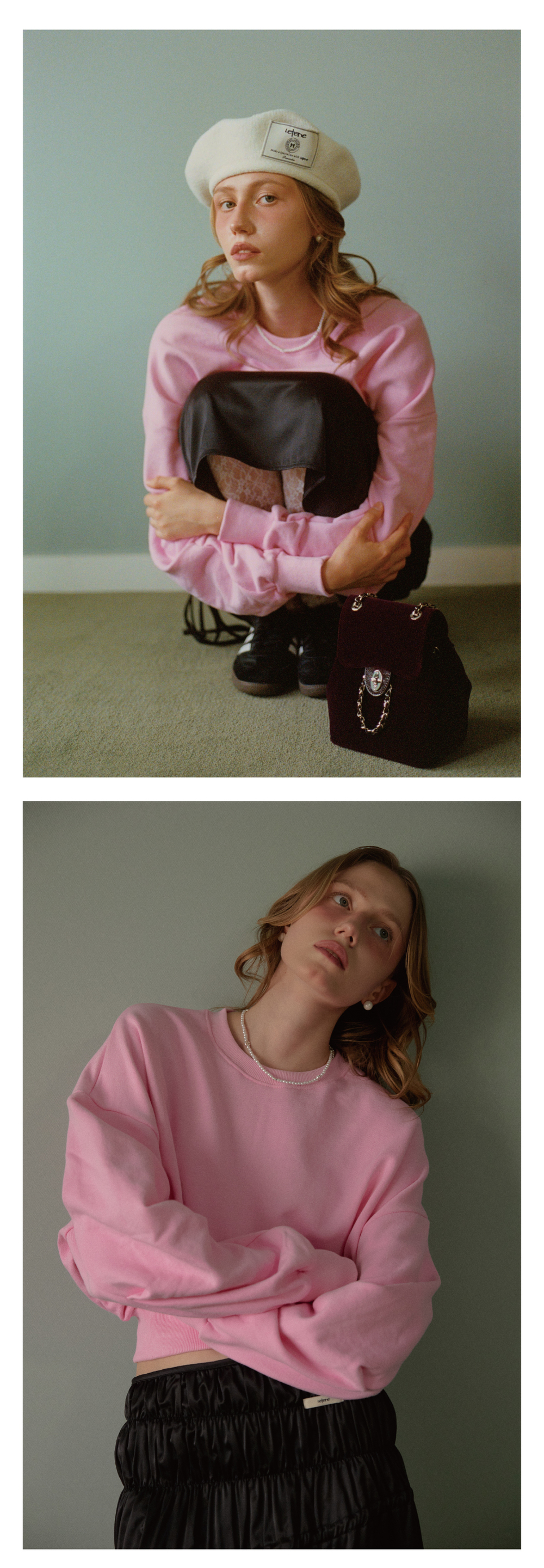 레터리 크롭 스웻셔츠 핑크 | LETERIE | KREAM