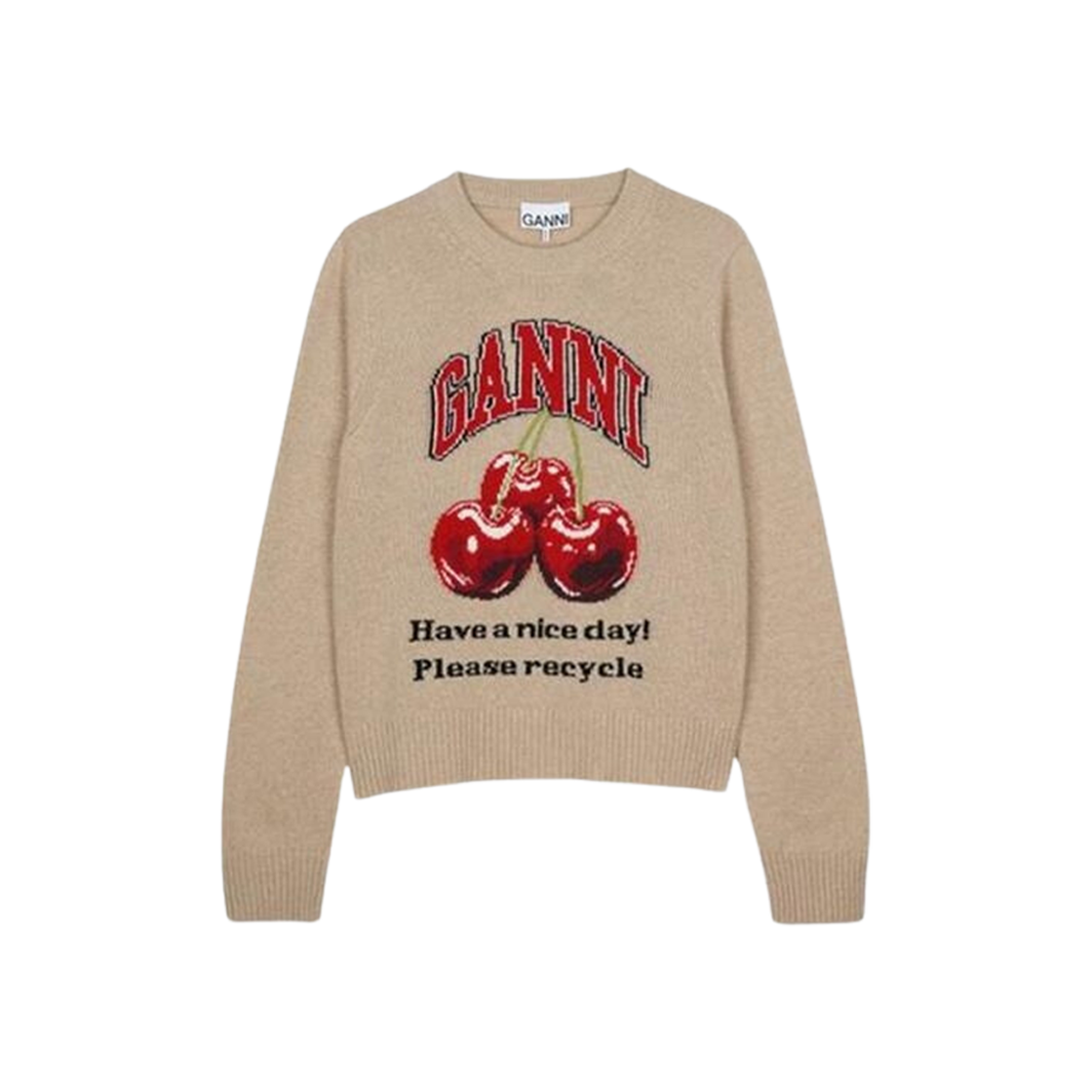 (W) 가니 인타르시아 체리 울 스웨터 사파리 | Ganni | KREAM