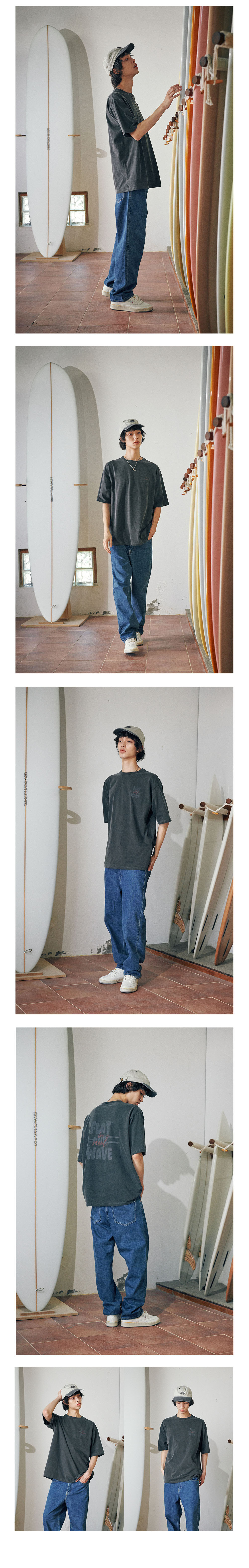 플랫웨이브 카이 피그먼트 다잉 티셔츠 차콜 | Flatwave | KREAM