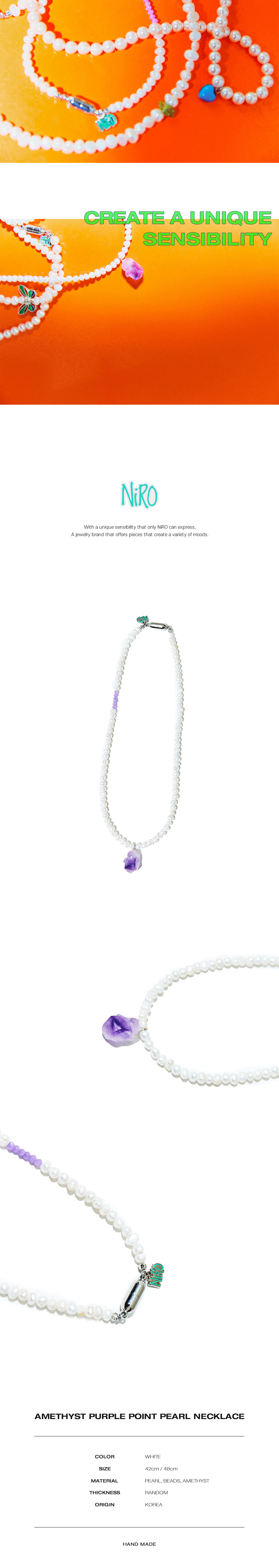 니로 세렌디피티 아미시스트 퍼플 포인트 펄 네크리스 | NiRO.SERENDiPiTY | KREAM