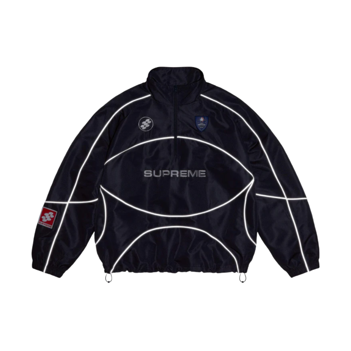 슈프림 리플렉티브 파이핑 풀오버 네이비 - 24FW | Supreme | KREAM