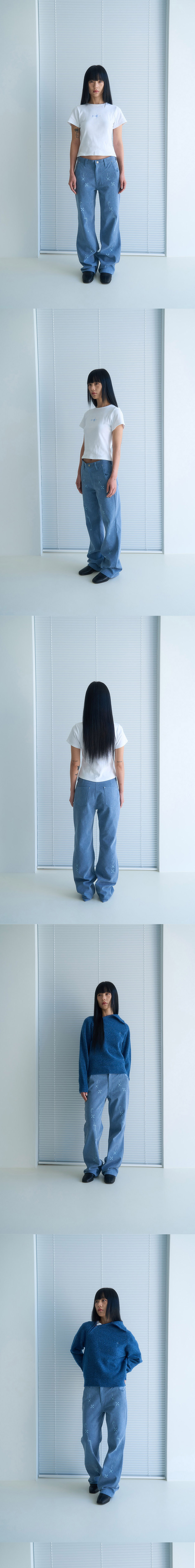 서서 플라워 프린티드 피그먼트 팬츠 블루 | SUH SUH | KREAM