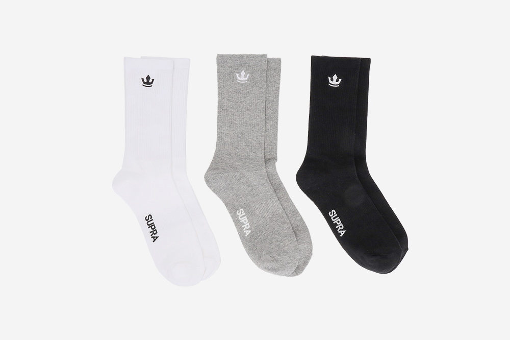 수프라 에센셜 자수로고 3족 양말 세트 화이트 | Supra | KREAM
