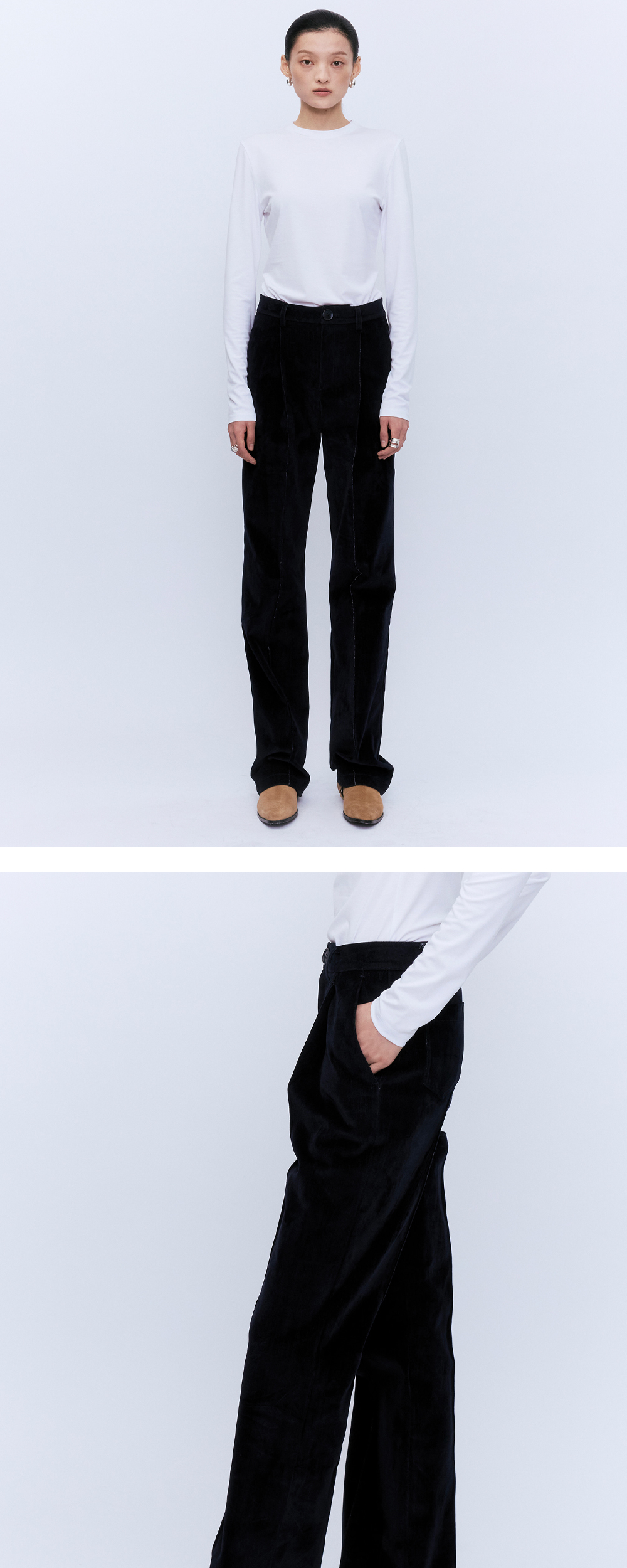 유지 코튼 핀턱 팬츠 네이비 | YUJI | KREAM