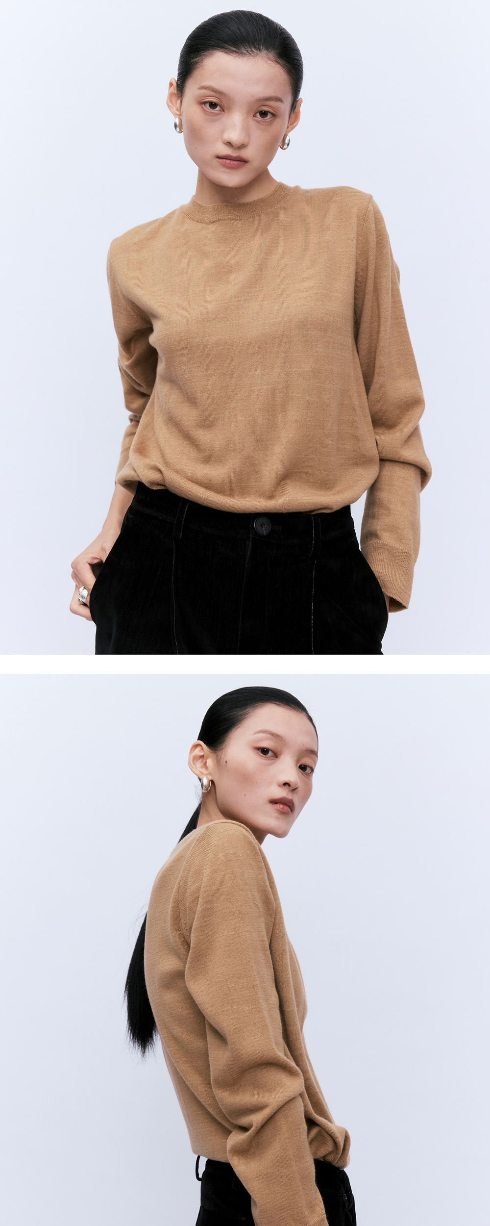 유지 울 베이직 니트 베이지 | YUJI | KREAM