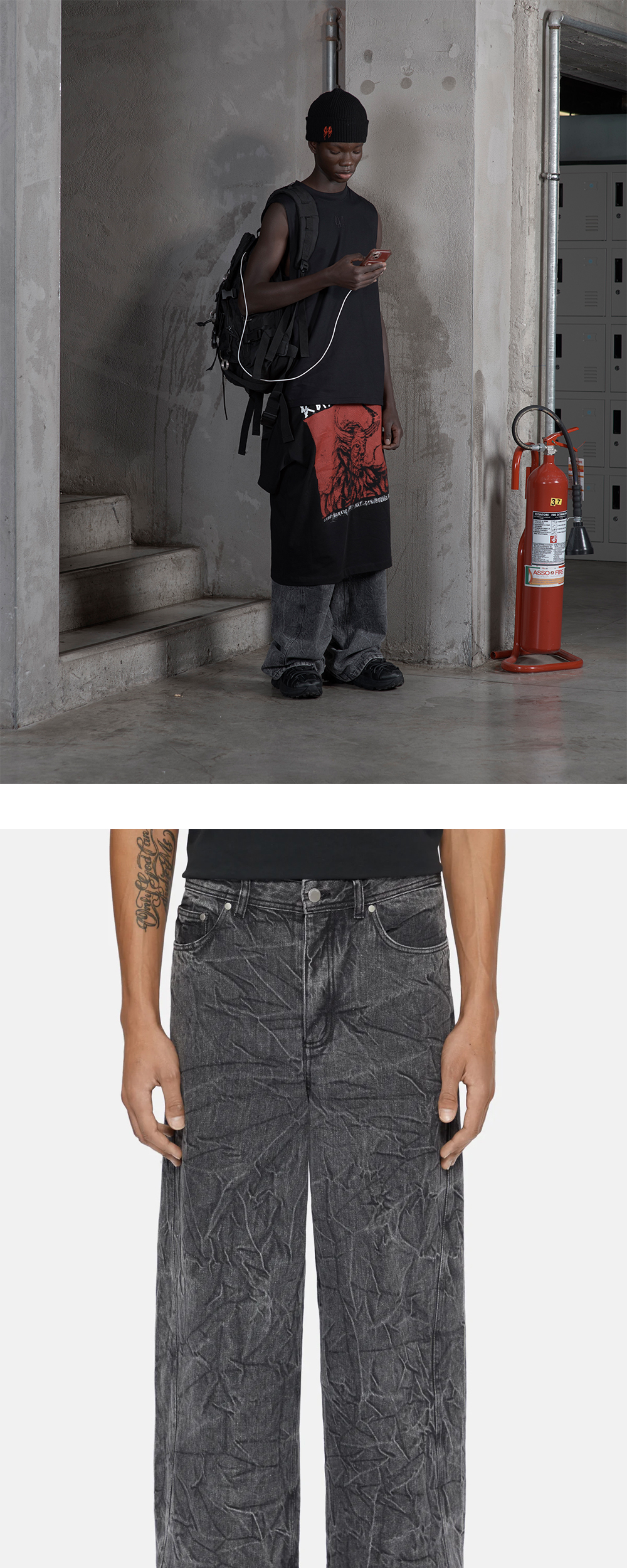 44 레이블 그룹 클럽 파파스 팬츠 블랙 - 24FW | 44 LABEL GROUP | KREAM