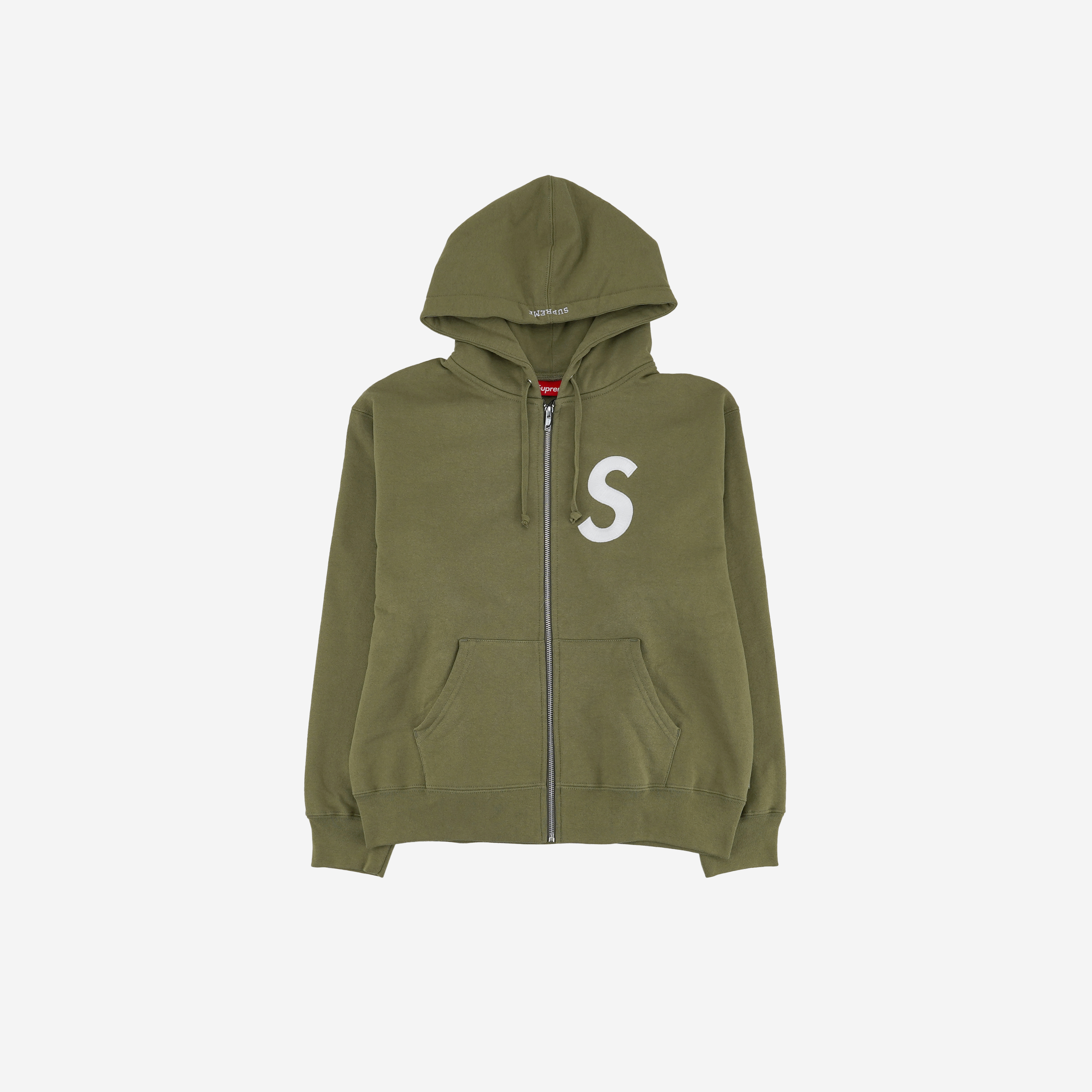 슈프림 S 로고 집업 후드 스웨트셔츠 라이트 올리브 - 24FW | KREAM