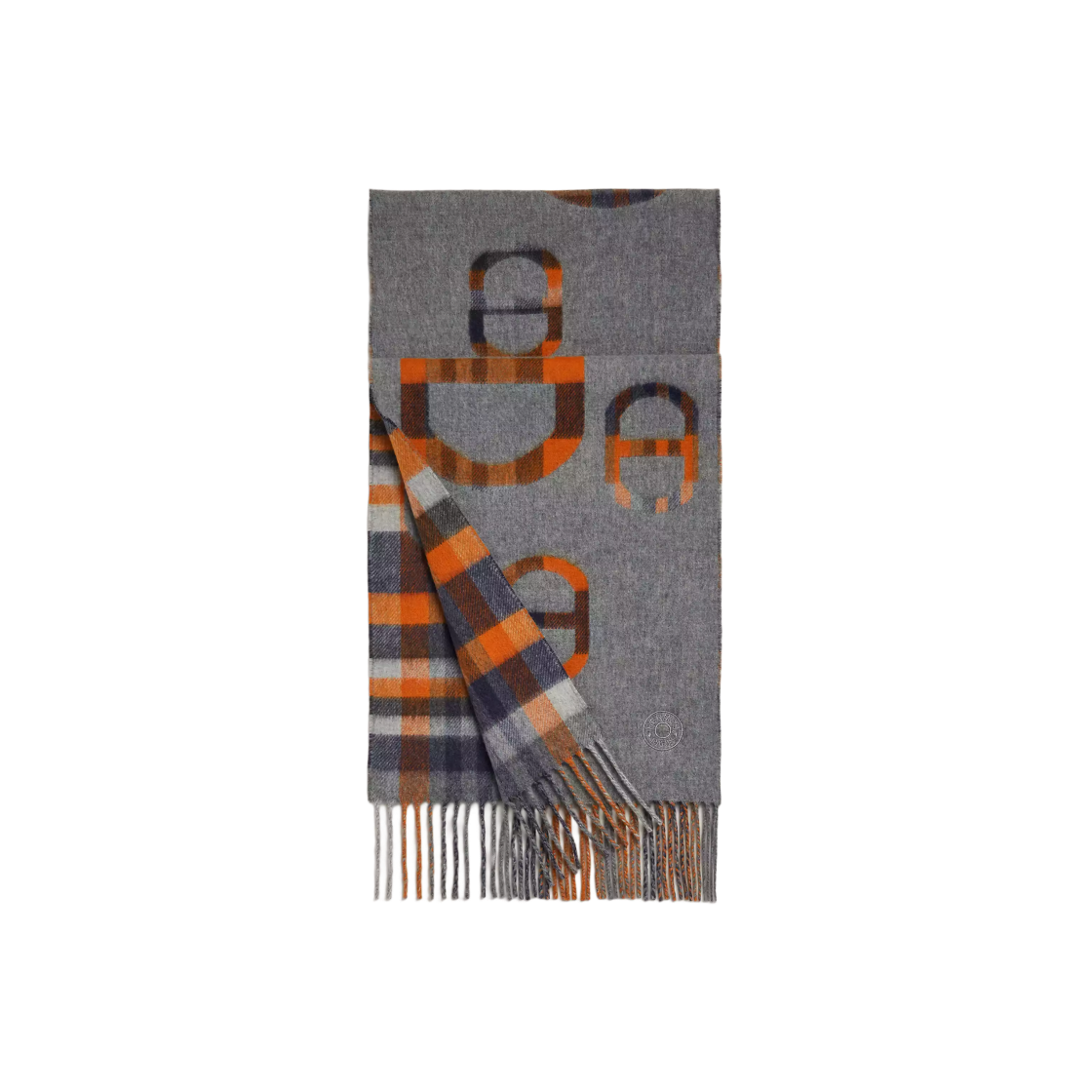 에르메스 타탄 마이옹 머플러 그리 시네 오랑쥬 | Hermes | KREAM