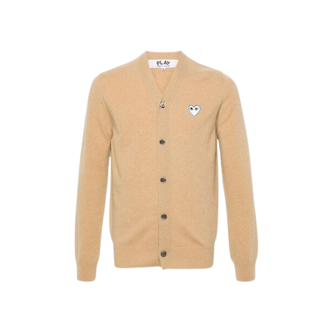 플레이 꼼데가르송 화이트 하트 니트 가디건 베이지 Play Comme Des Garcons Kream