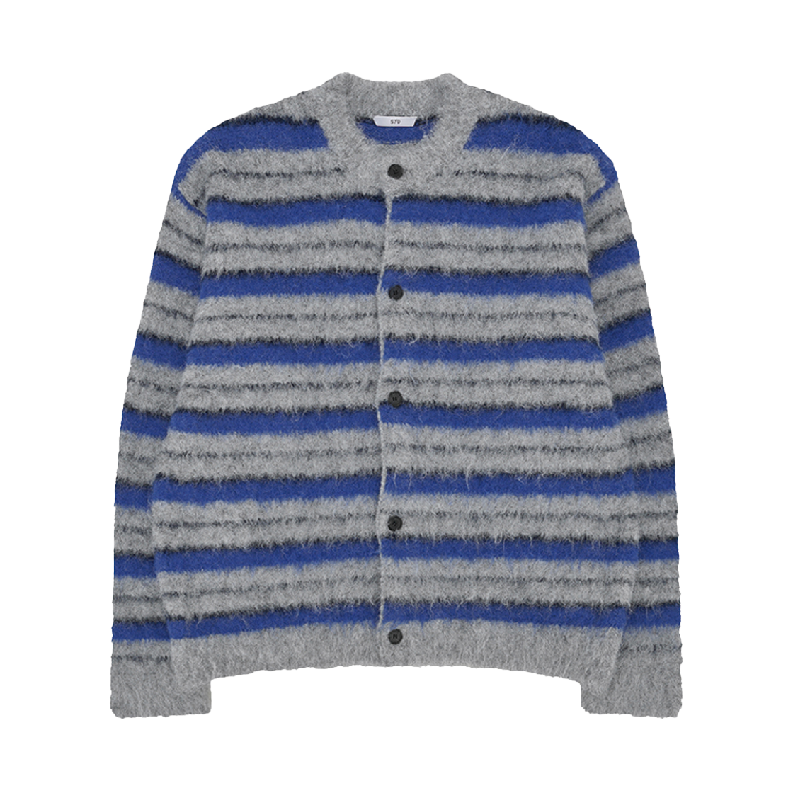 에스티유 X 행크 스트라이프 헤어리 가디건 블루 | STU | KREAM