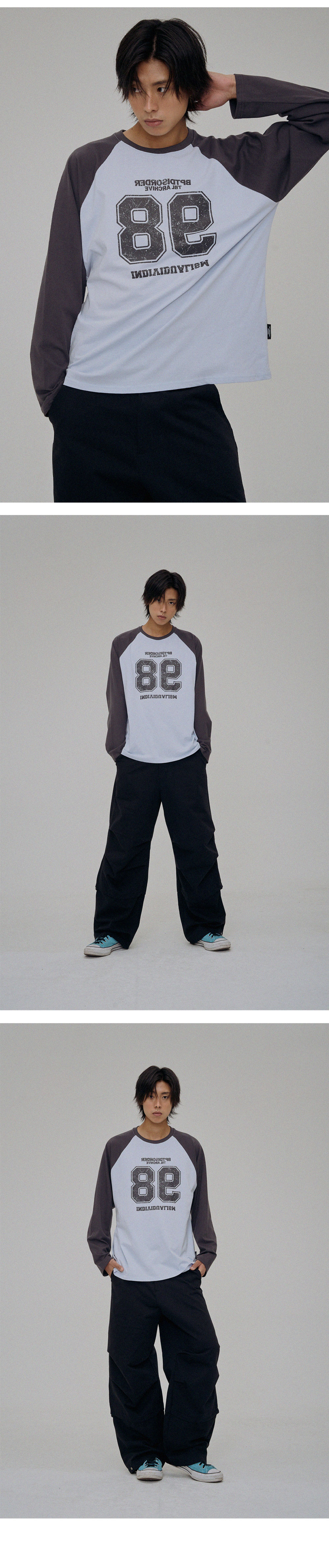 비피투디스오더 98 래글런 오버핏 롱 슬리브 블루 | BP2DISORDER | KREAM