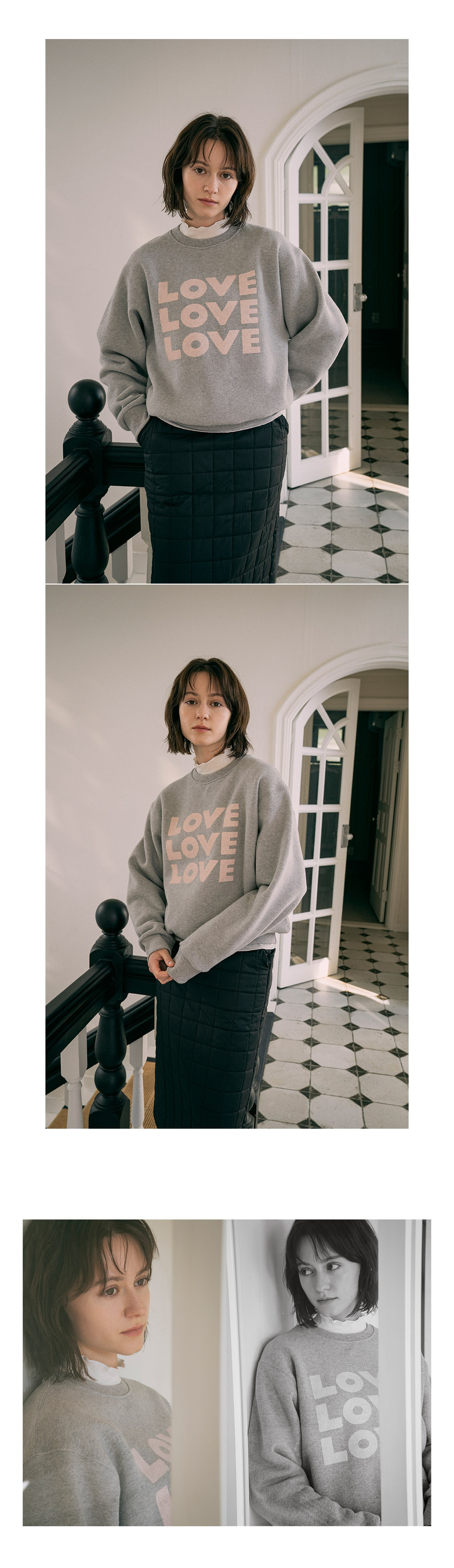 반원 아틀리에 A3504 LOVE 스웨트 셔츠 멜란지 그레이 | Vanone Atelier | KREAM