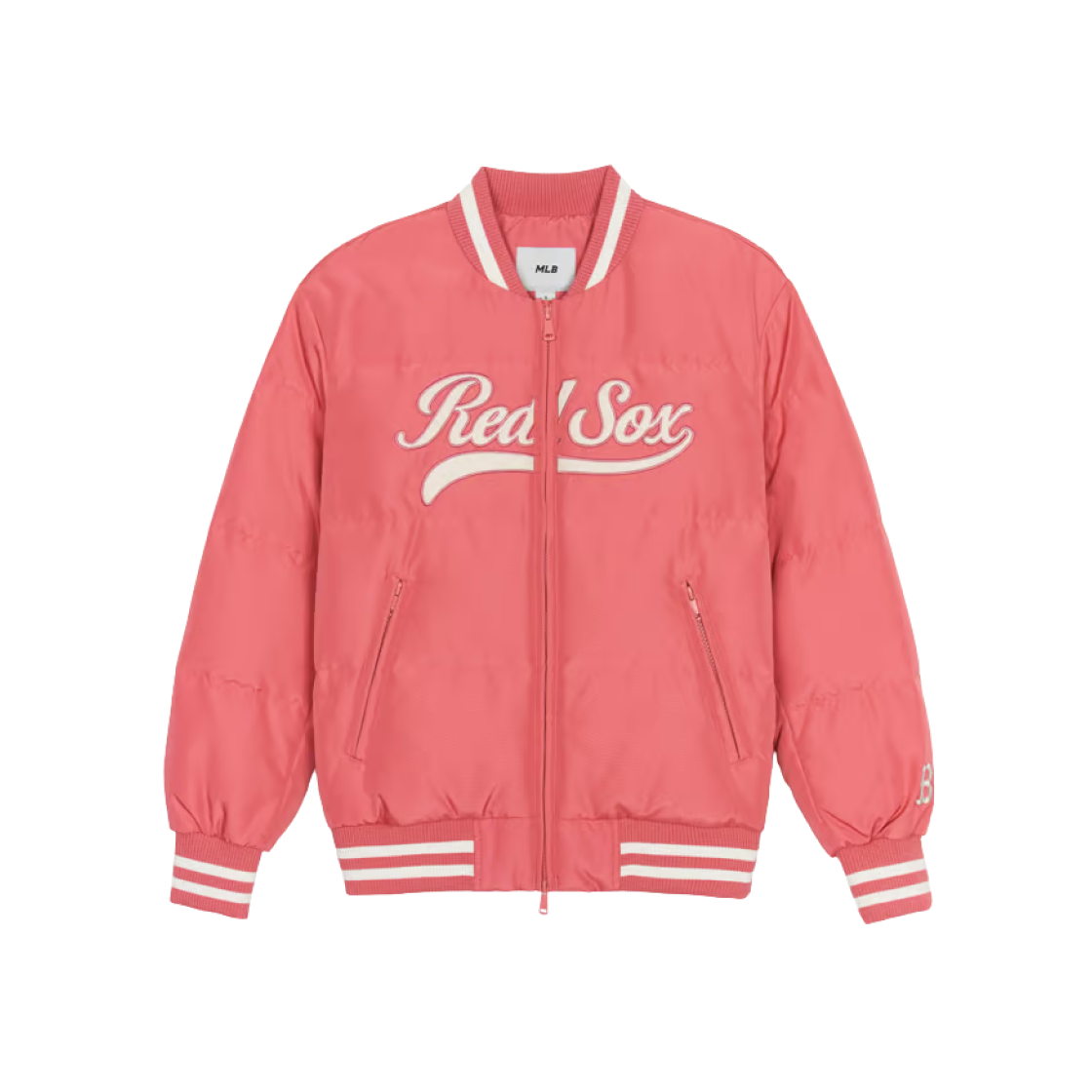 MLB 바시티 컬시브 립 헤비웨이트 숏 푸퍼 자켓 보스턴 레드삭스 핑크 | MLB | KREAM