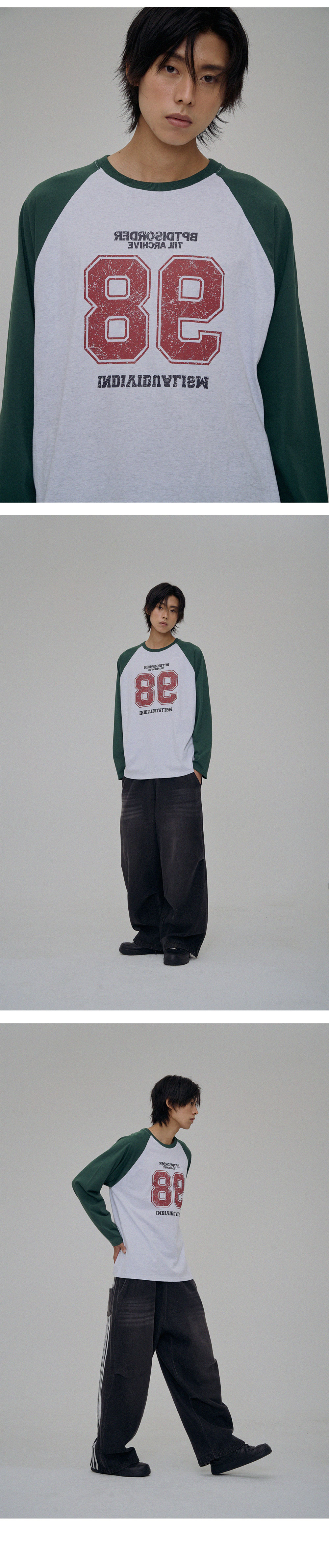 비피투디스오더 98 래글런 오버핏 롱 슬리브 그린 | BP2DISORDER | KREAM