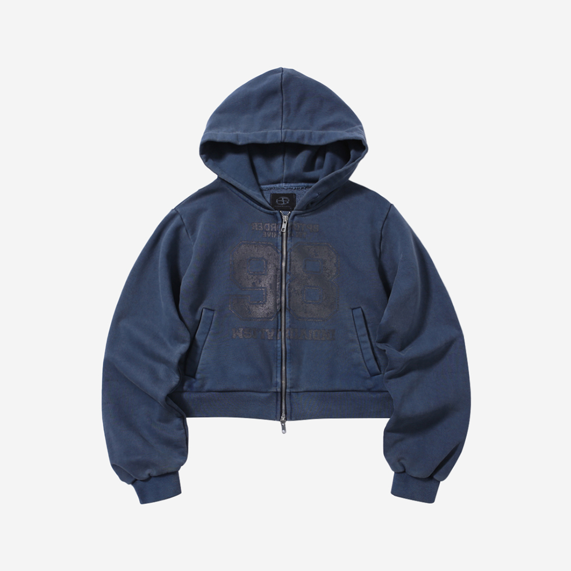 비피투디스오더 OG 피그먼트 97/98 크롭 후드집업 딥 블루 | BP2DISORDER | KREAM