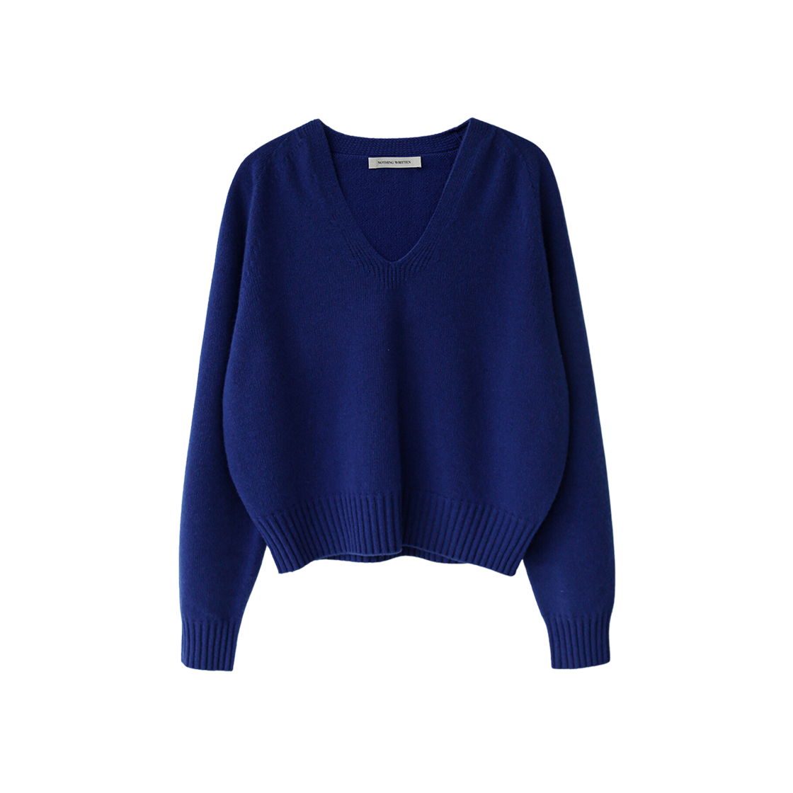 (W) 낫띵 리튼 애린 울 브이넥 풀오버 니트 로얄 블루 | Nothing Written | KREAM
