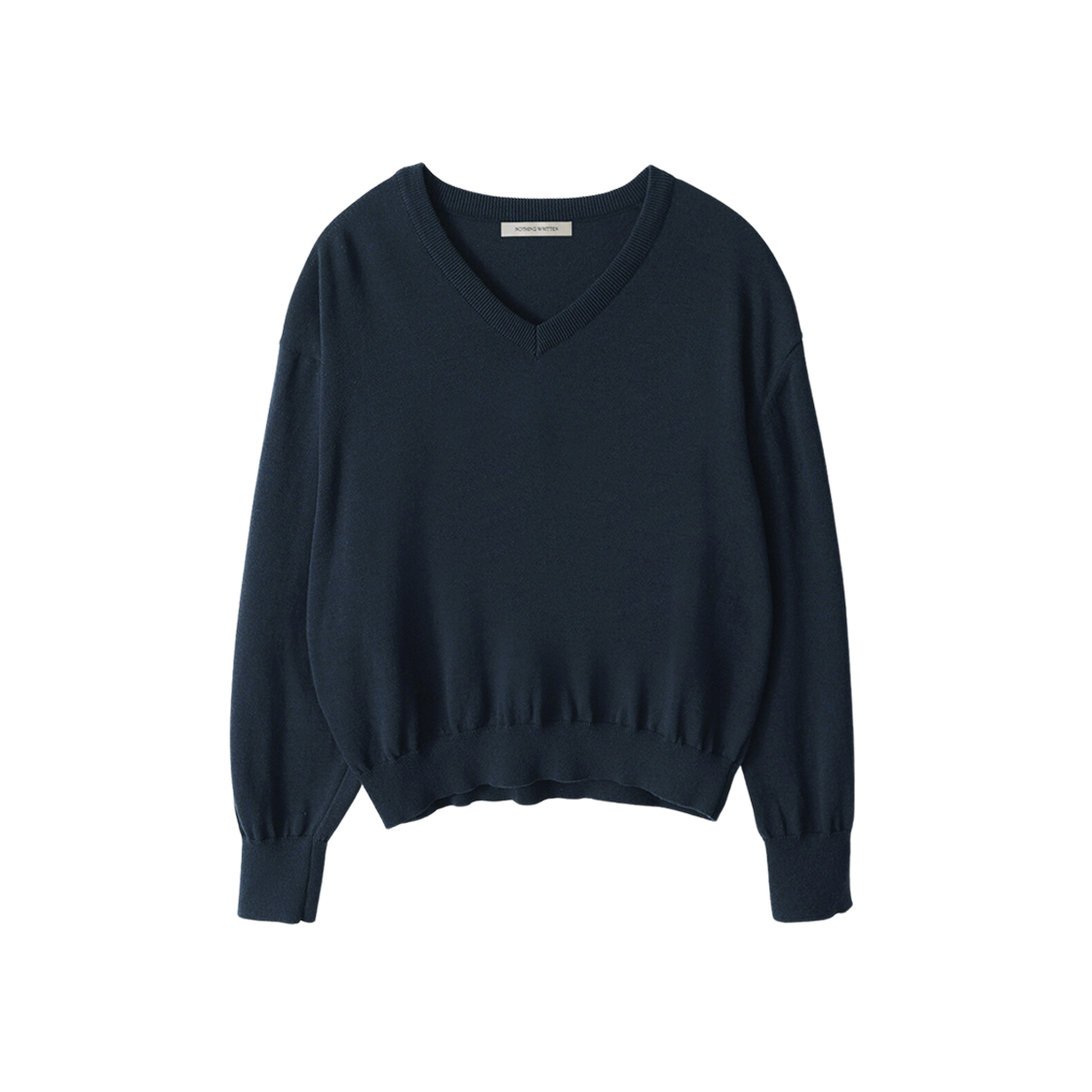 (W) 낫띵 리튼 피플리 브이넥 풀오버 니트 네이비 | Nothing Written | KREAM