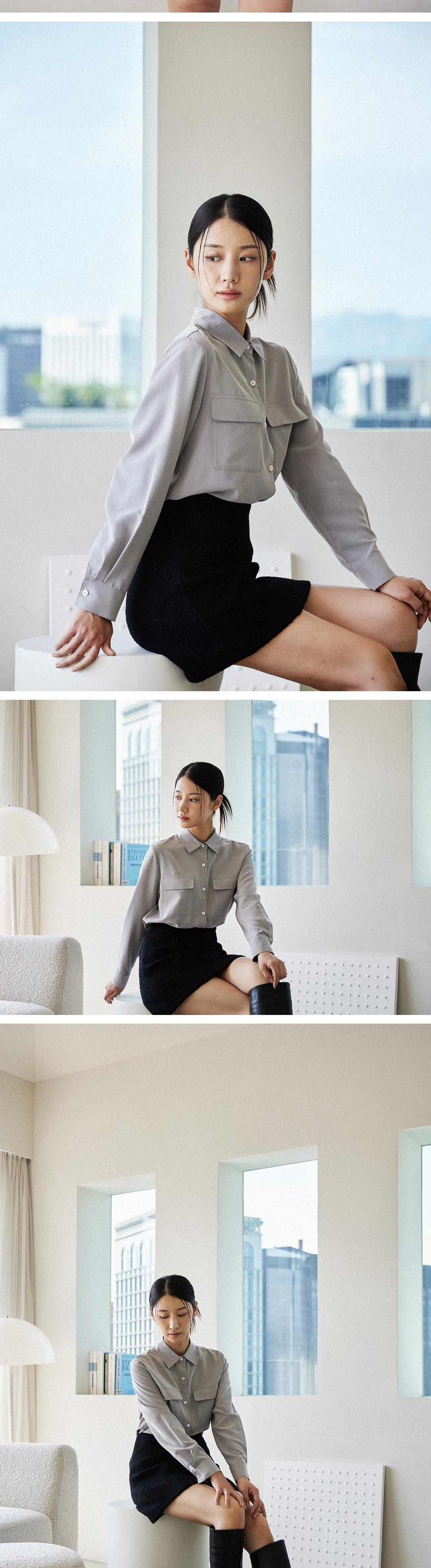 필더스 여성 텐셀 포켓 블라우스 라이트 그레이 | Fielders | KREAM