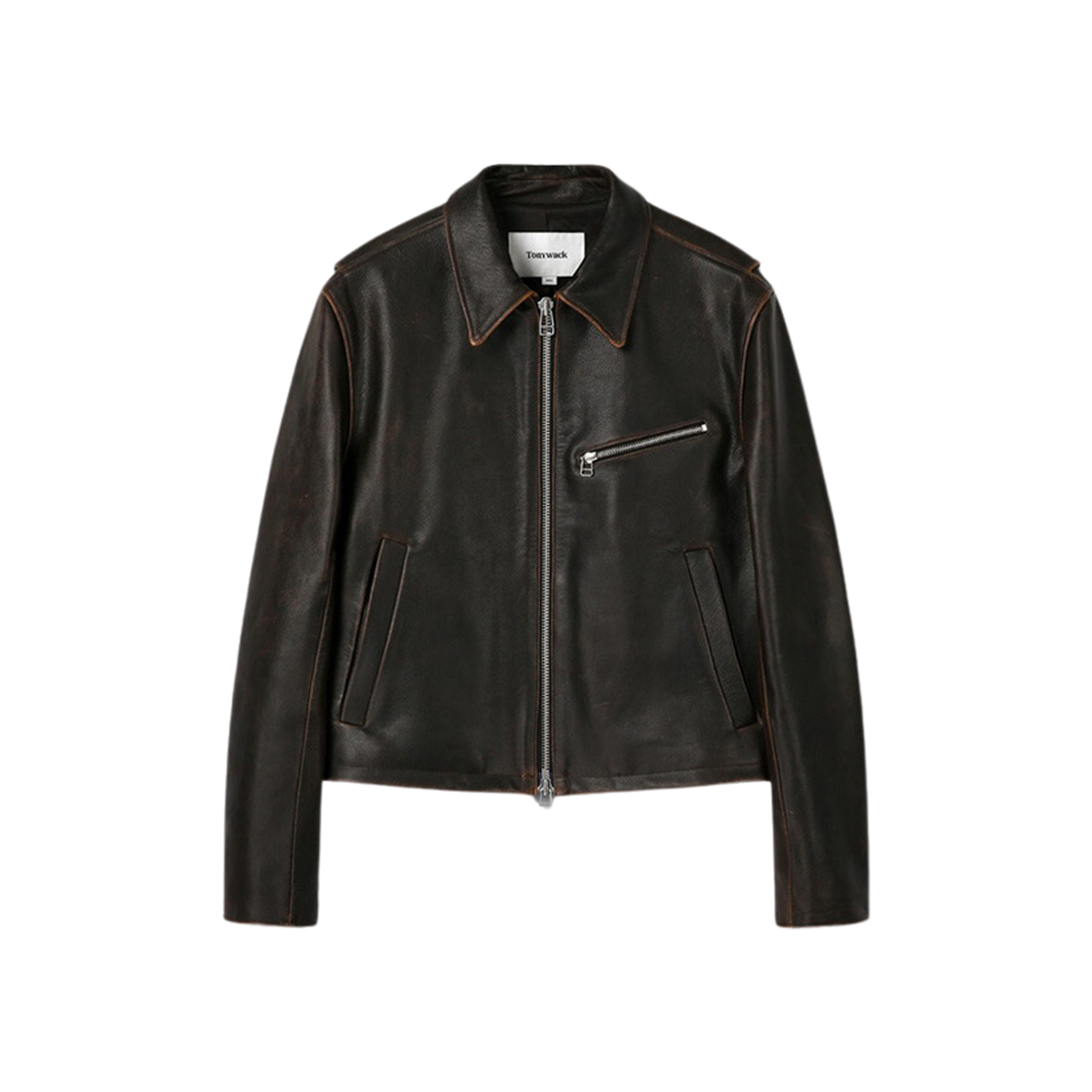 토니웩 레더 크롭 자켓 빈티지 트리트먼트 다크 브라운 | Tonywack | KREAM